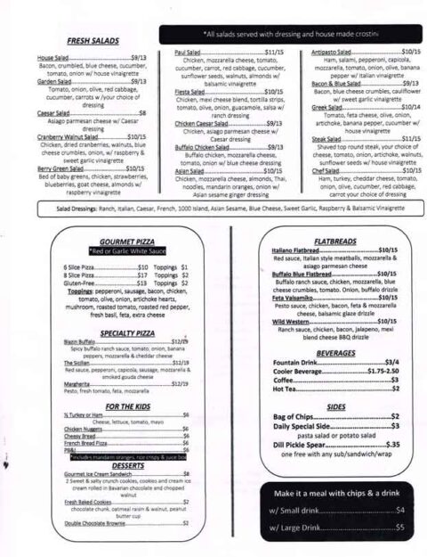 Cafe Menu - Michaels Catering and Cafe